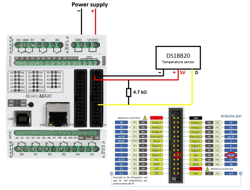 1-wire Temperature Sensor (DS18B20) – CONTROLLINO