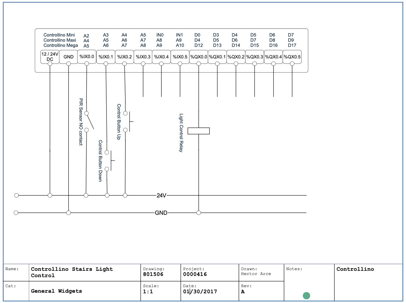 OpenPLC Staircase Light Control – CONTROLLINO